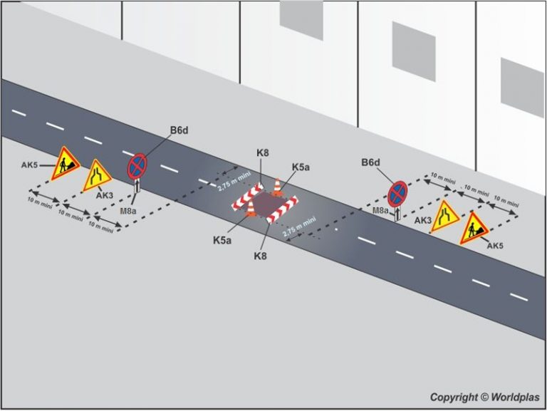 Travaux en milieu de chaussée sur rue bidirectionnelle à deux voies ...